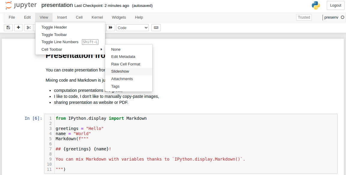 Create Presentation From Jupyter Notebook MLJAR