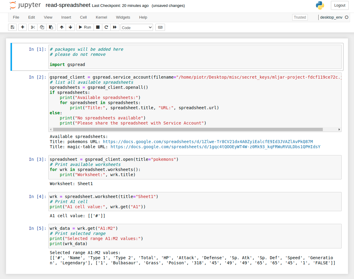 Read Google Sheets In Python With No code MLJAR Studio MLJAR