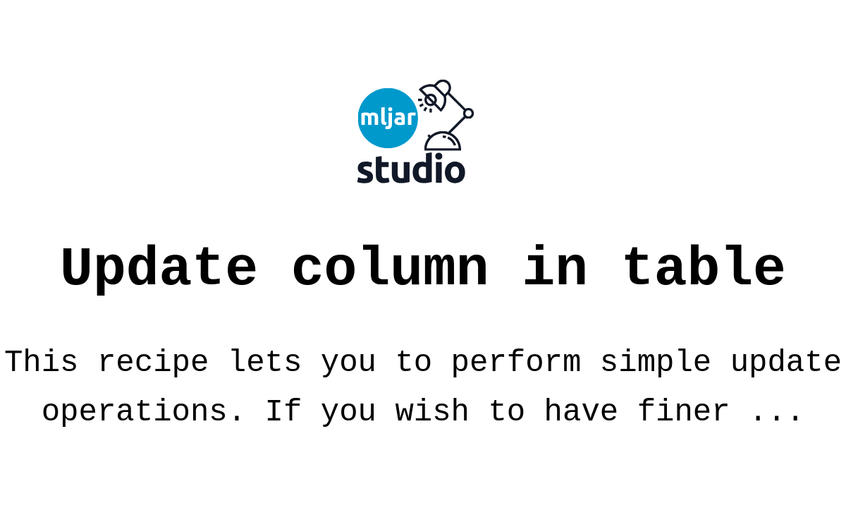 Update column in table using Python Update column in table using Python
