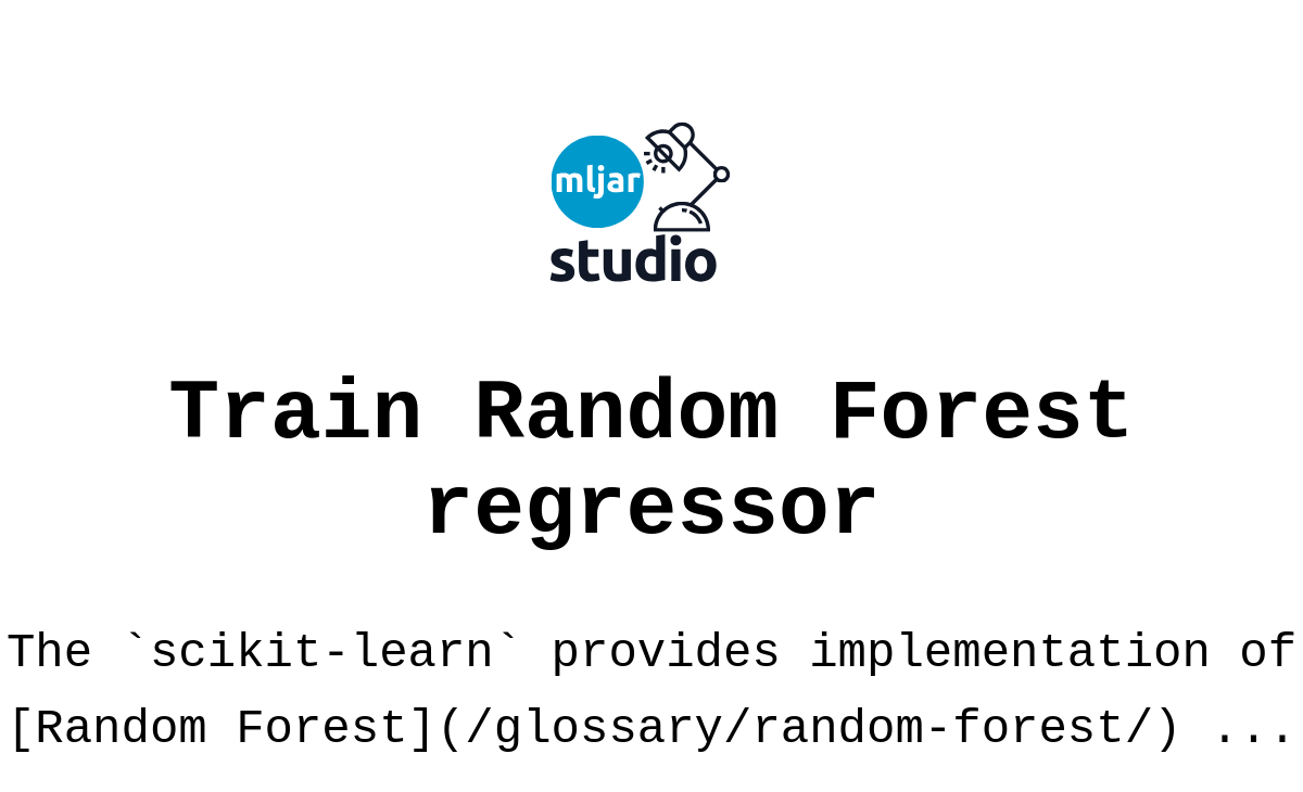 Train Random Forest regressor